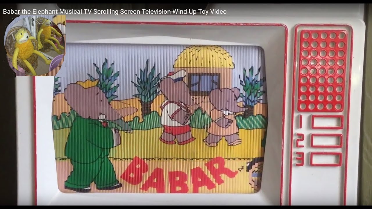 Babar the Elephant Musical TV Scrolling Screen Television Wind Up Toy ...