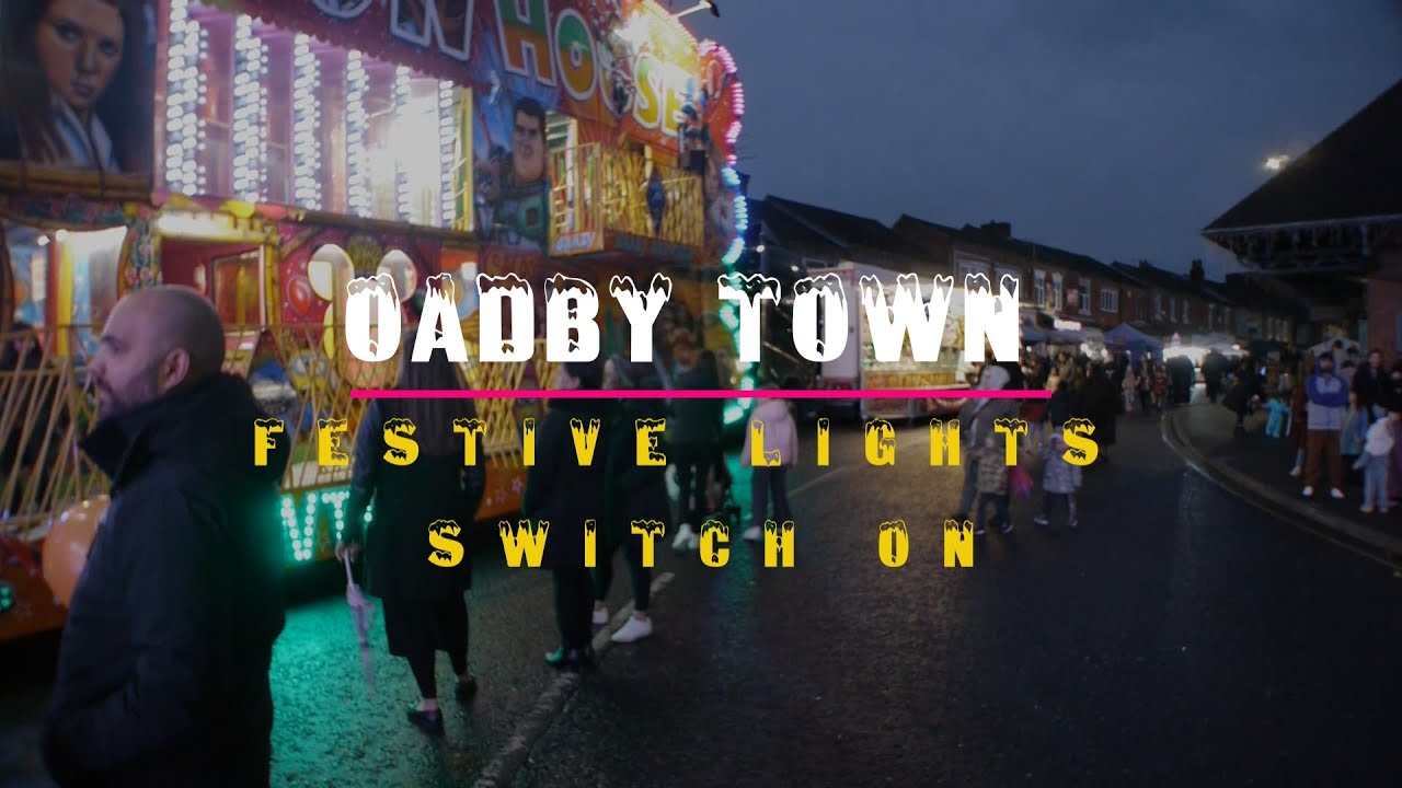 Oadby Town, Festive lights switch on, 2023 - YouTube