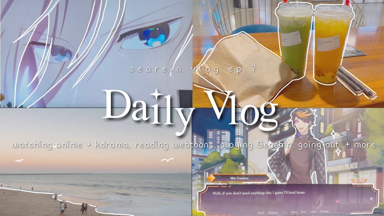 daily vlog 🧋// watching anime + kdramas, reading webtoons, playing ...