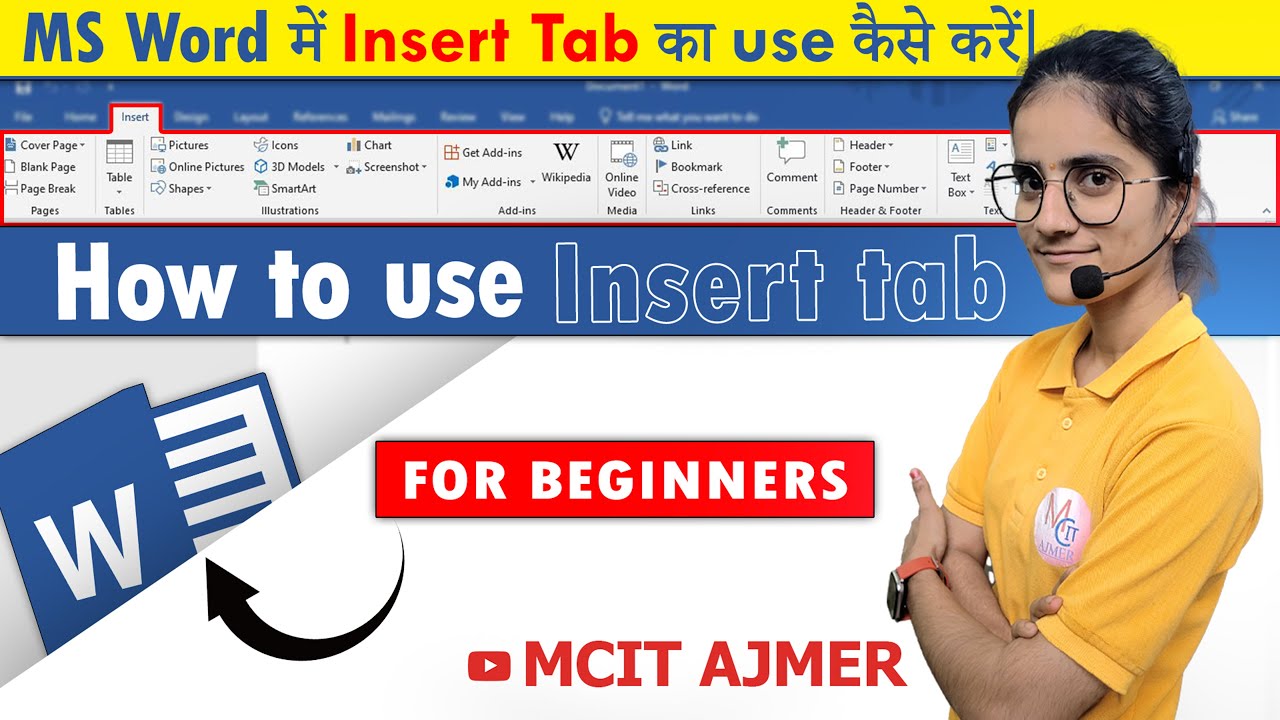 How to use Insert Tab in MS Word 2019 | MS Word 2019 | Word 2019 | Insert Tab in MS Word in ...