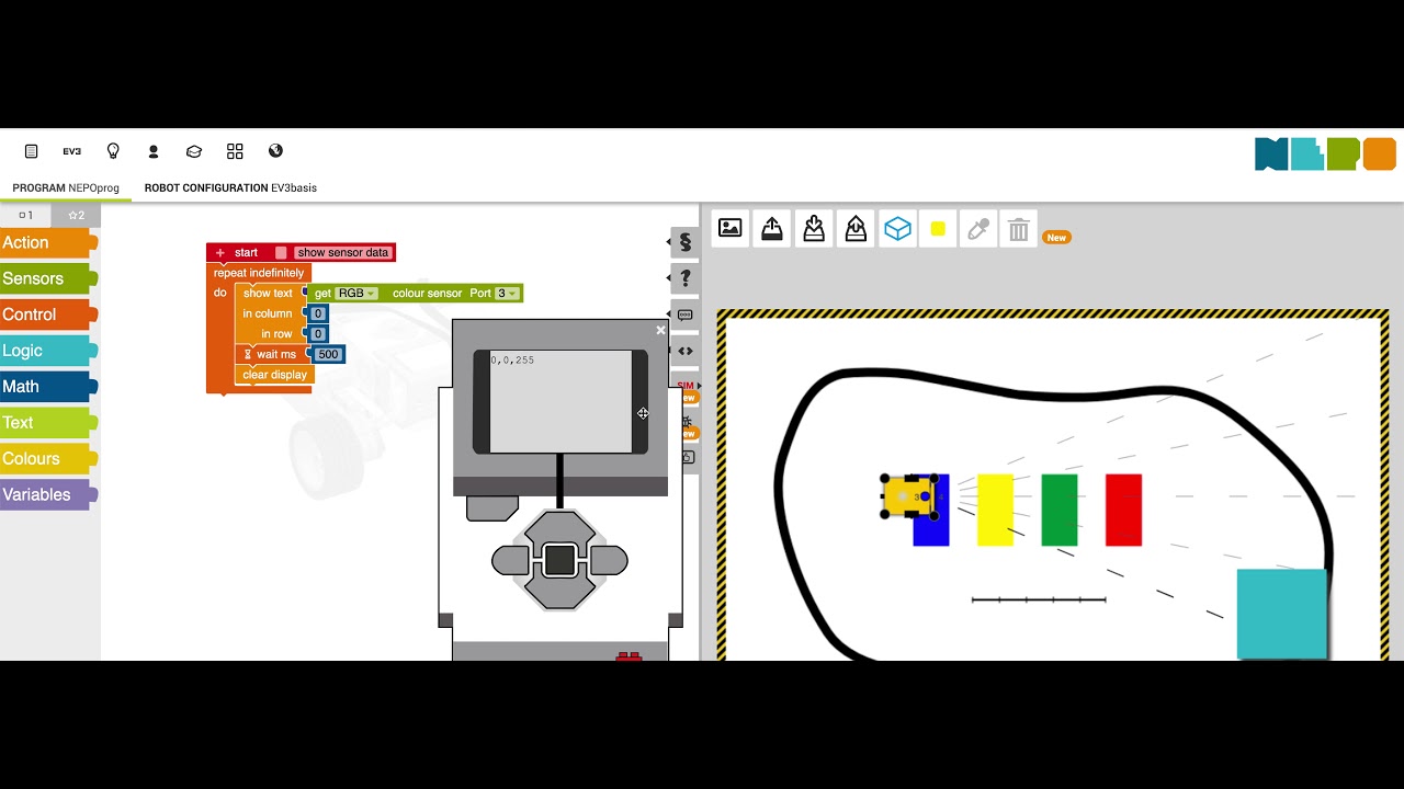 Open Roberta Lab - Showing Color RGB Values - YouTube