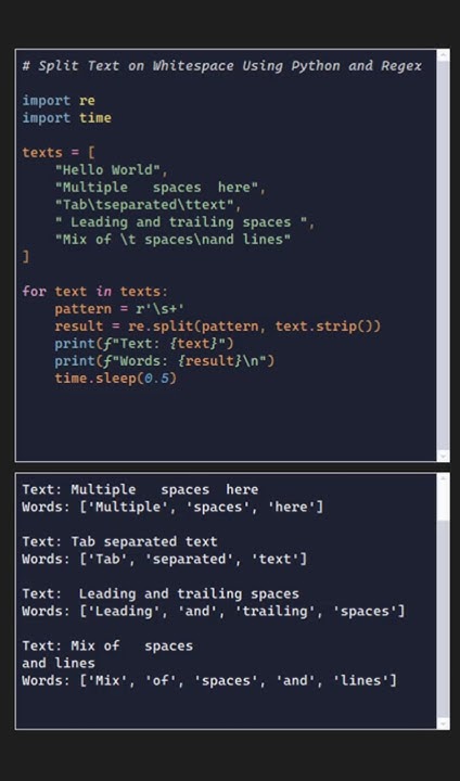 Split Text On Whitespace Using Python And Regex Pythonregex Regex
