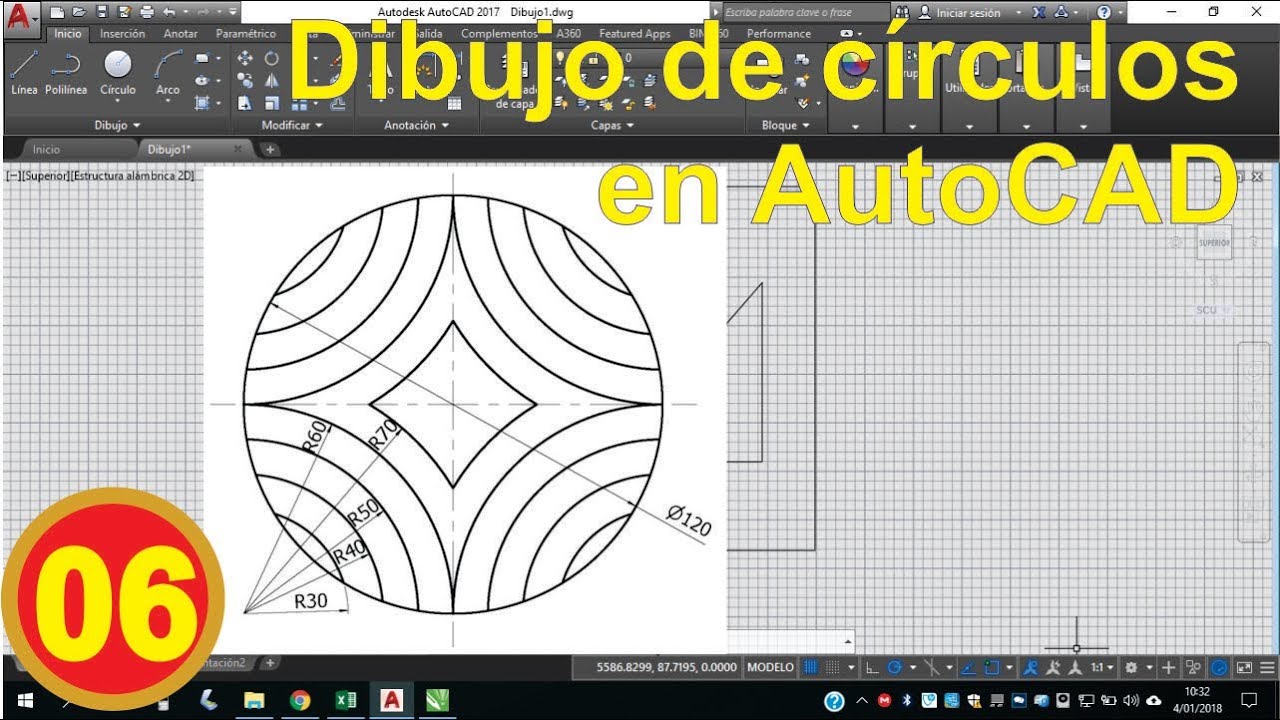 Autocad. Dibujo de círculos (1/4) - DESDE CERO. Video 06. - YouTube
