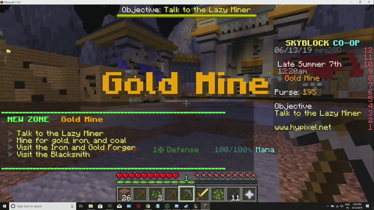 NEW SKYBLOCK IN HYPIXEL - getting one shot in diamond mine - YouTube