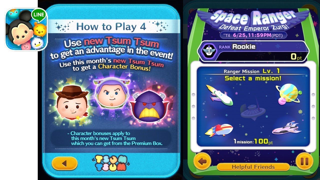 Tsum Tsum June Event 2018 : Space Ranger - Defeat Emperor Zurg! Ranger ...