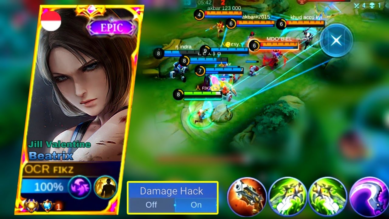 Beatrix Damage Hack VS 5 Fighter!! One Shot Build - MLBB - YouTube