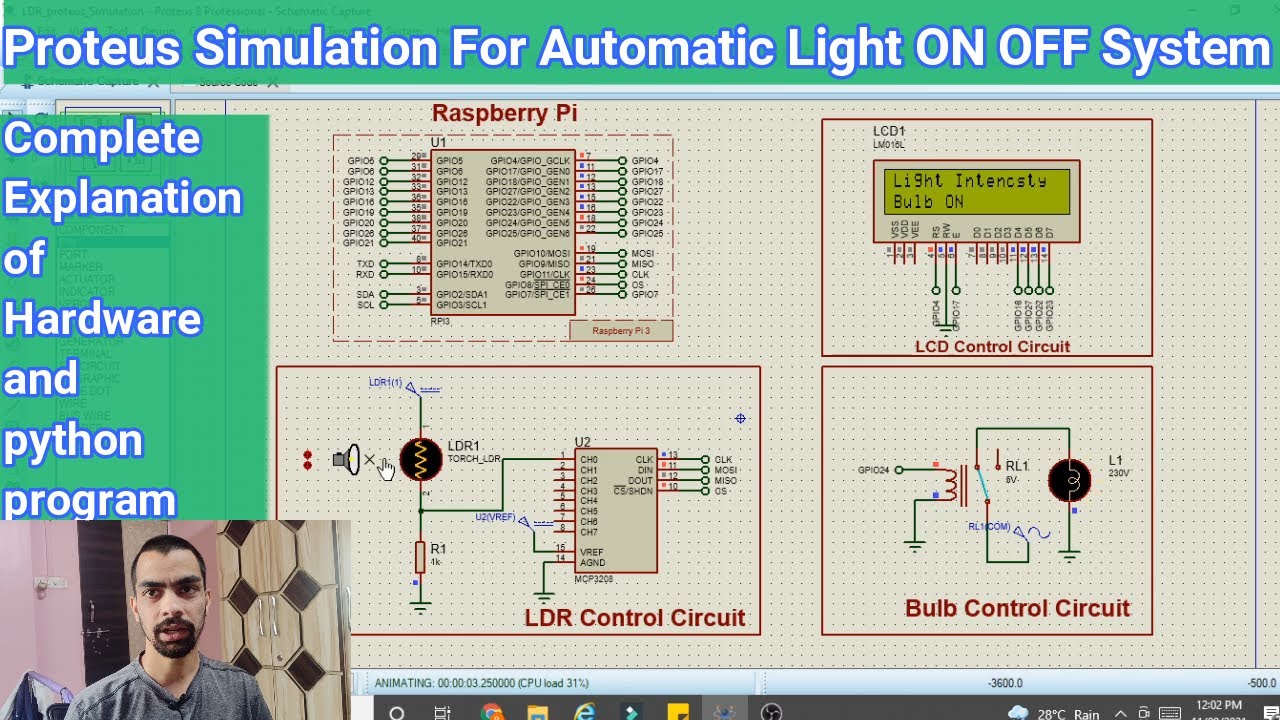 Automatic Light On Off System Proteus Simulation Of Ldr Sensor With Raspberry Pi Youtube 9085
