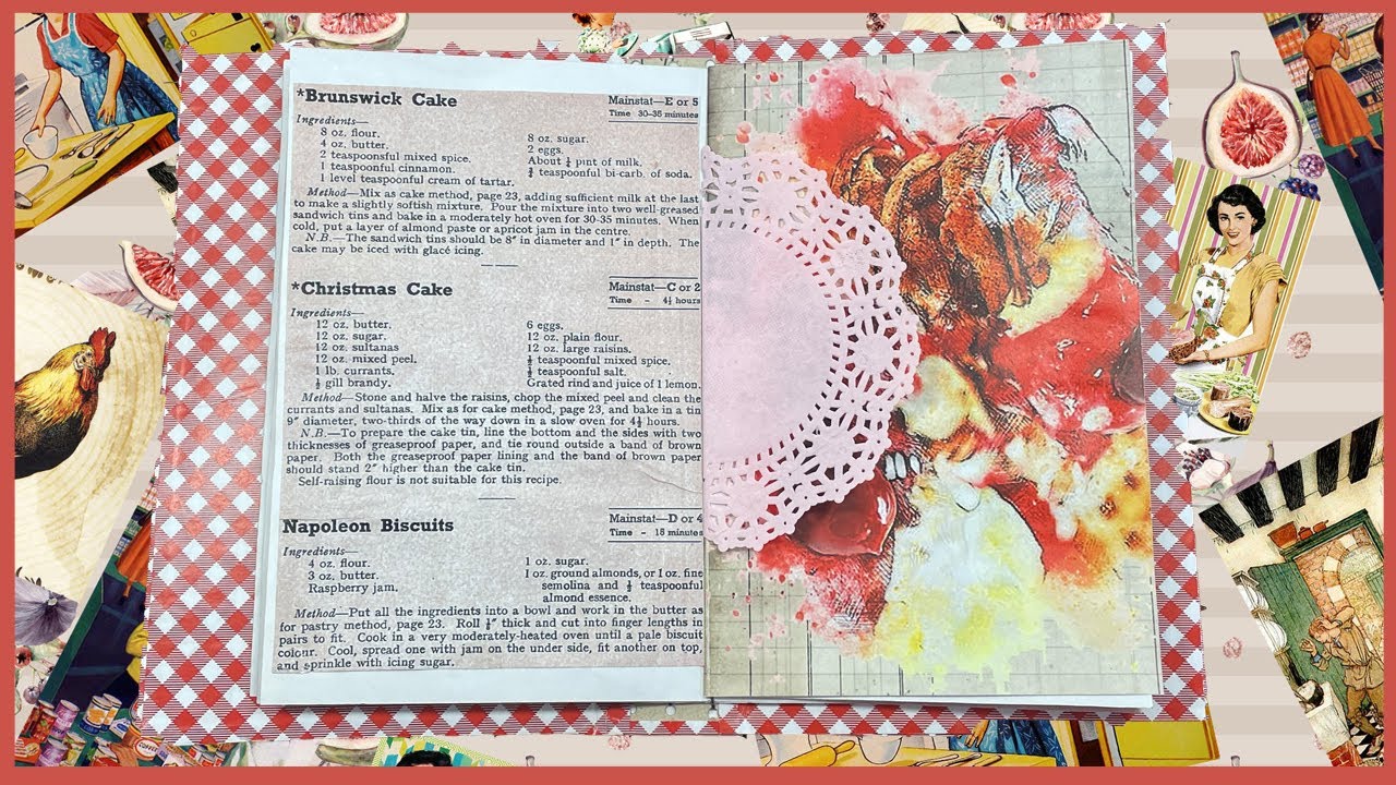🍽Vintage cookbook junk journal recipes | Cooking junk journal kitchen ...