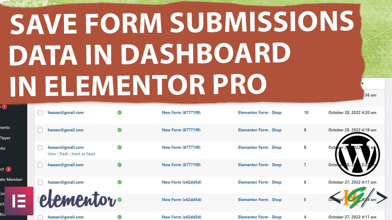 How To Save Form Submission Data In Wordpress Dashboard In Elementor Pro Youtube