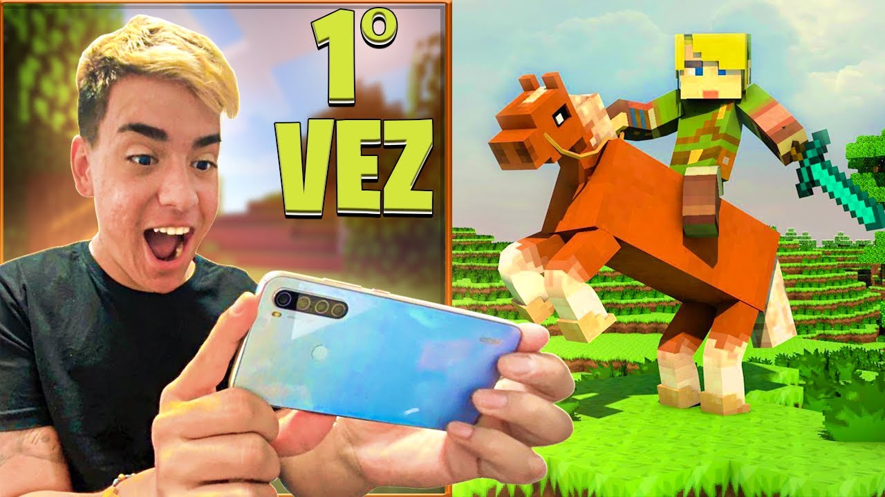 JOGUEI MINECRAFT PELO CELULAR PELA PRIMEIRA VEZ ! *É MUITO DIFÍCIL* - YouTube