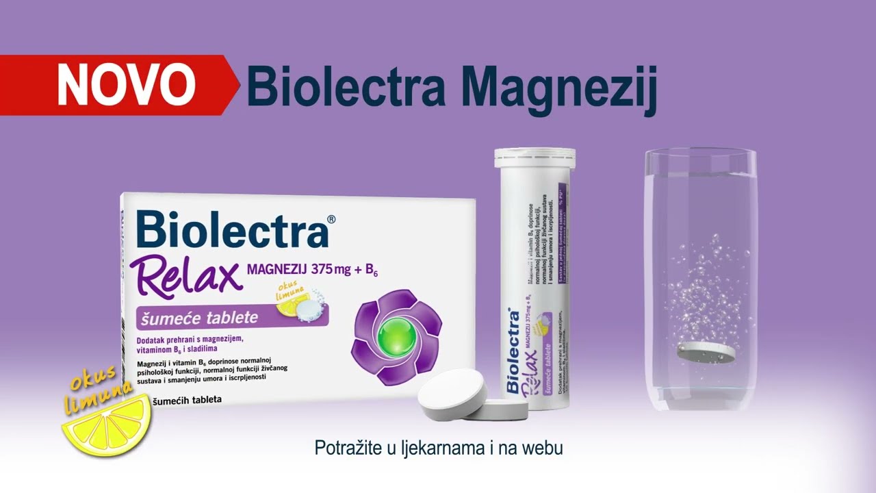 Biolectra Relax Magnezij 375 mg + B6 šumeće tablete - YouTube