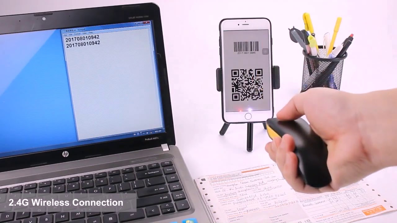 NETUM C750 Bluetooth Wireless 2D Barcode Scanner Pocket QR B - YouTube