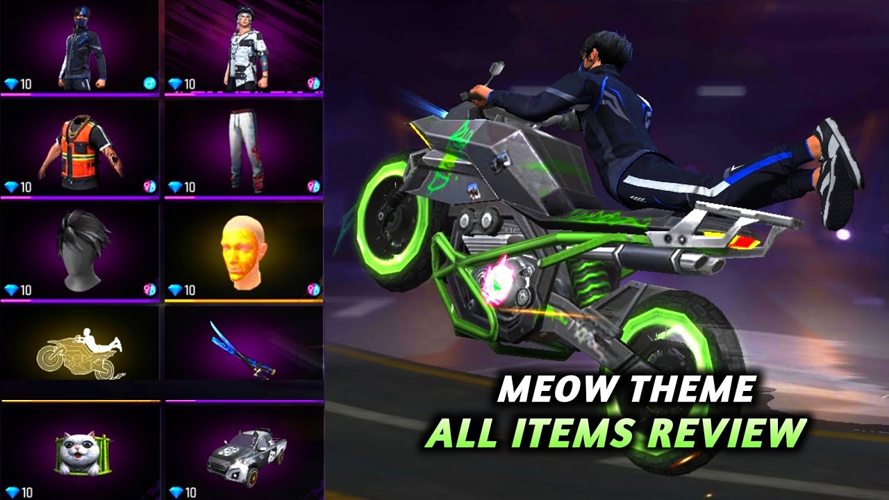 Meow Theme All Items Review - Garena Free Fire - YouTube