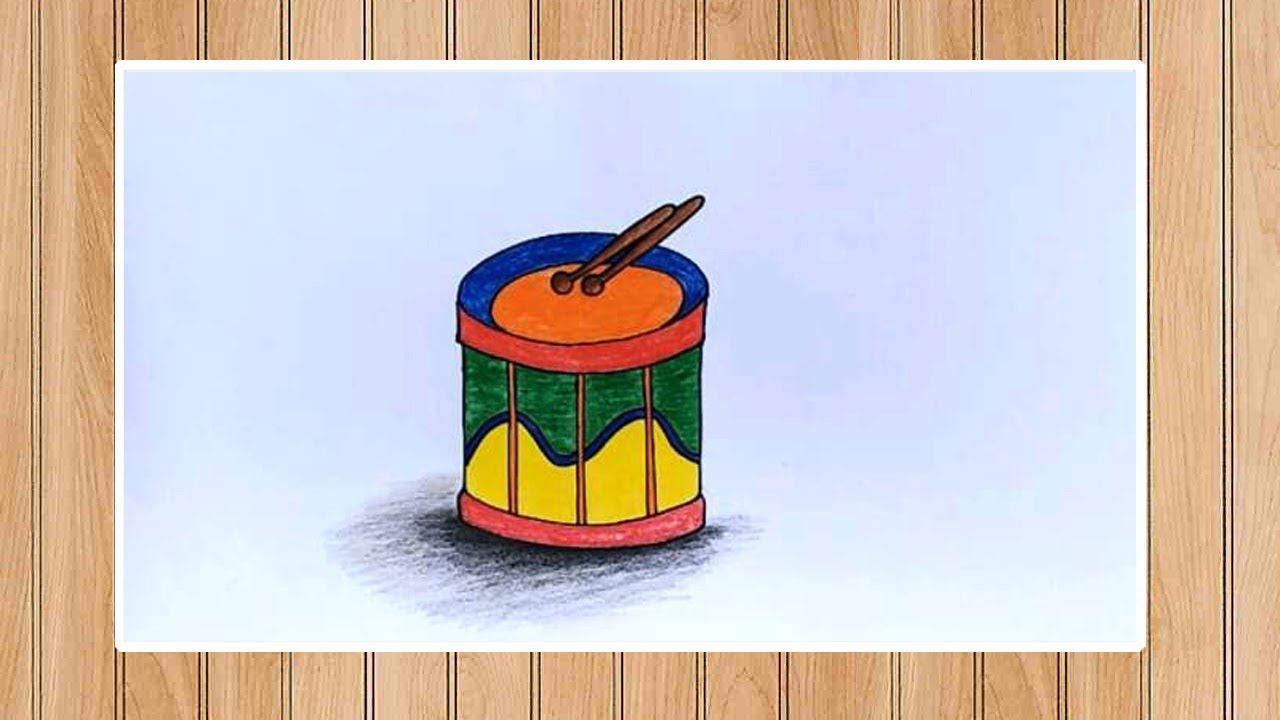 How to Draw a Drum Step by Step with Colors | 123 Drawing Academy - YouTube