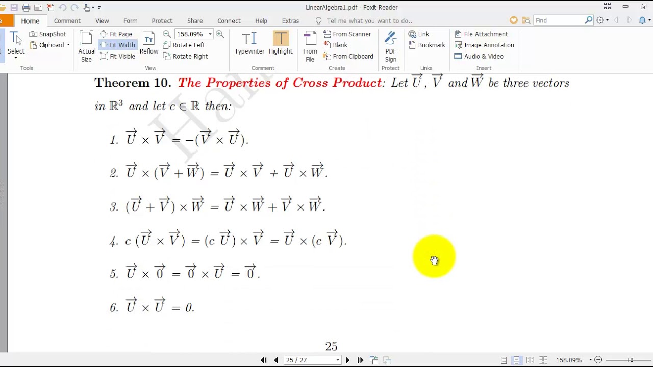 The Ninth Lecture of Linear Algebra 1: The Cross Product - YouTube