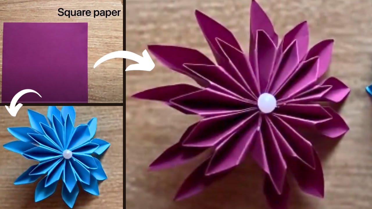 How to make a paper flower | Flower making with paper | Paper flower ...