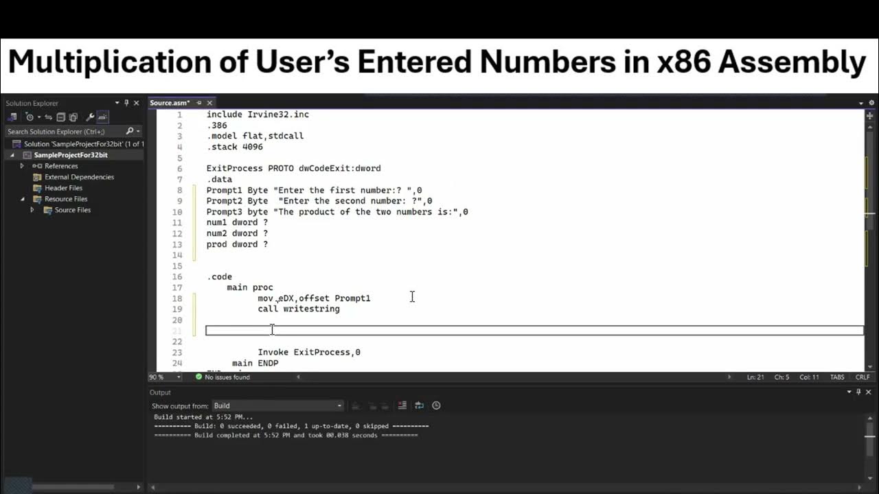 Multiplication of User-Entered Numbers in x86 Assembly | Step-by-Step Tutorial - YouTube