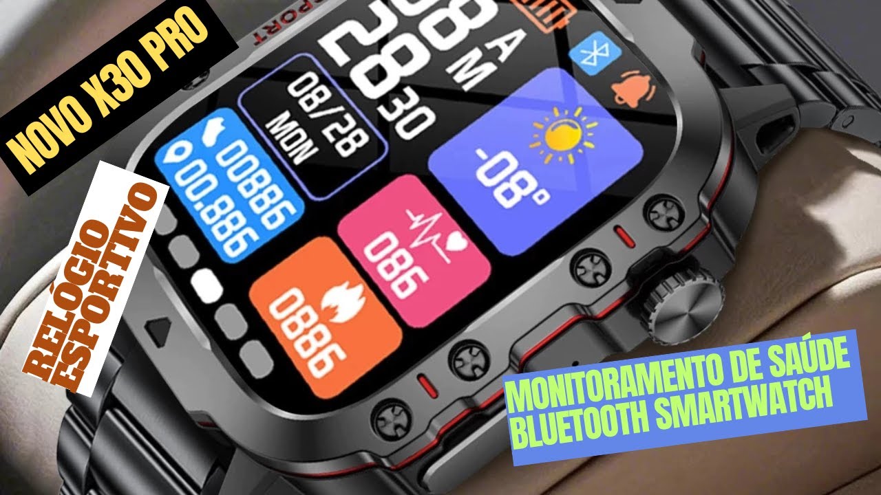 2025 Novo X30 PRO Relógio Esportivo Smartwatch Homem Monitoramento de ...