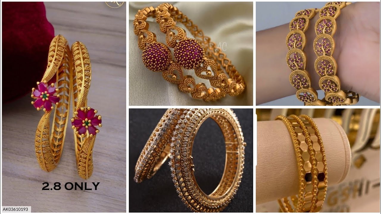 Gold Bangles Design For Women Lightweight Jewellery Designs Gold Churi ...