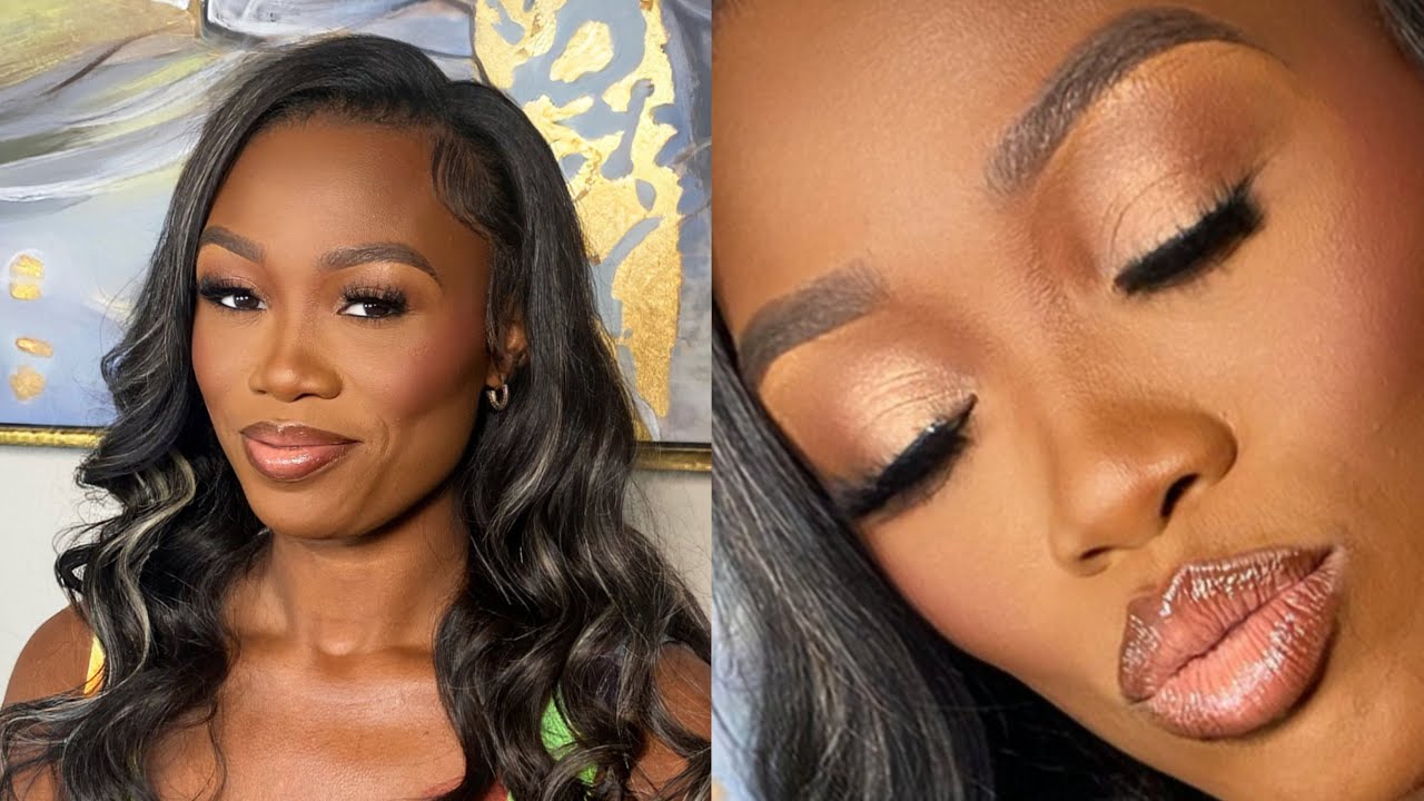 Muave Soft Glam | Darkskin Client Tutorial | WOC makeup | Halle j. - YouTube