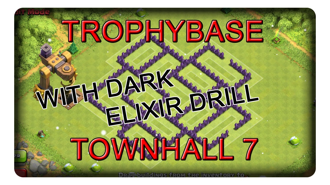 TH7 Trophybase with Dark Elixir Drill - Clash of Clans - YouTube