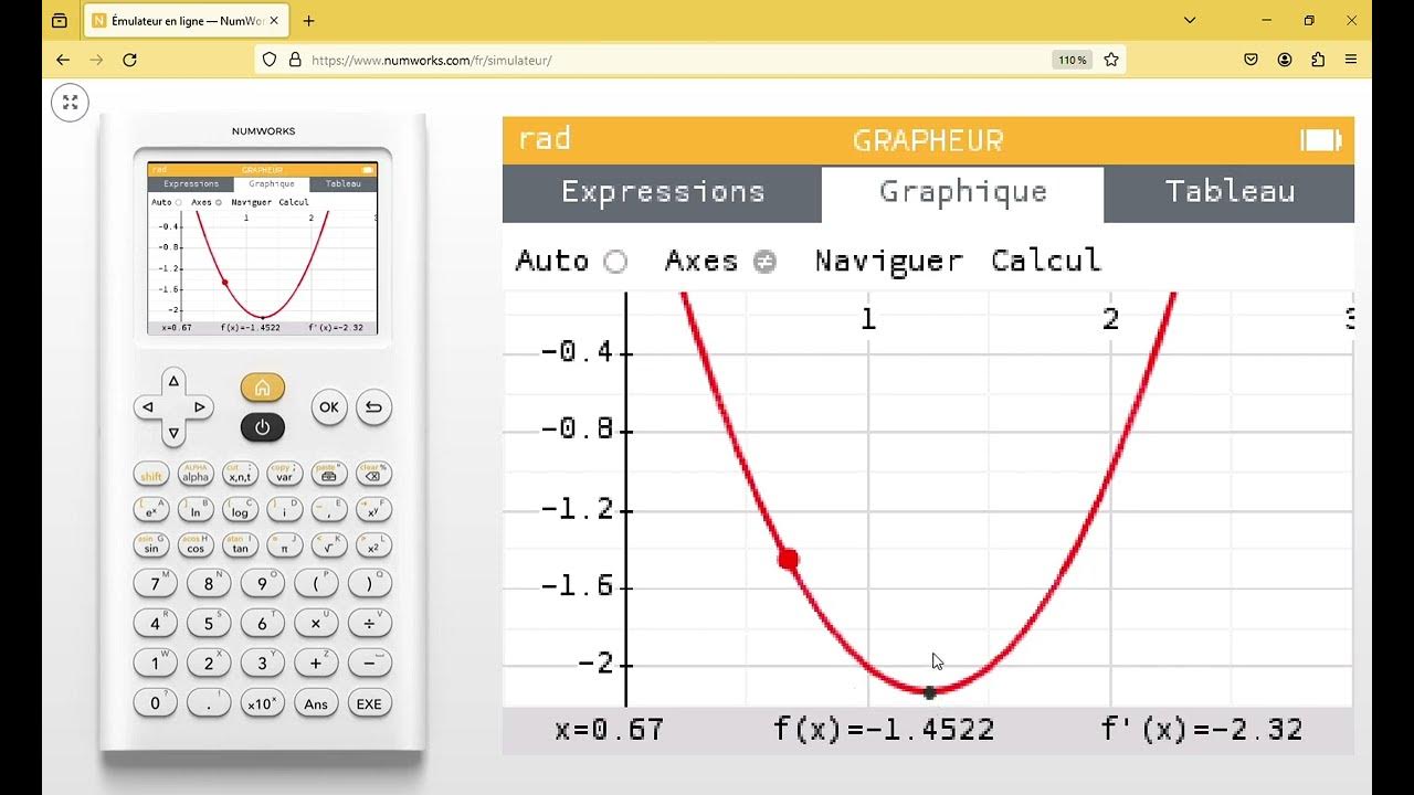 Sur NumWorks Calculer Le Nombre Dérivé d'une fonction - YouTube