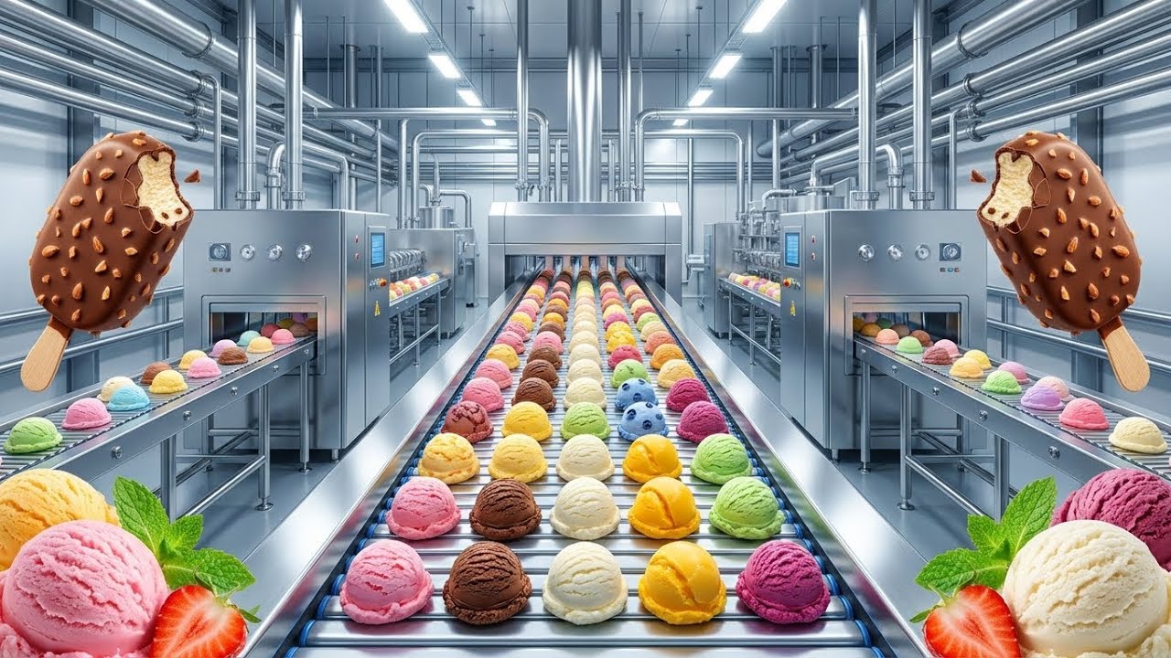 How Ice Cream Is Made in a Factory With Modern Technology - YouTube