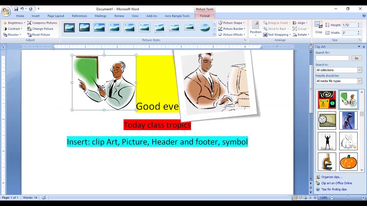 Microsoft Word: Insert clip art, shapes, smart shape - YouTube