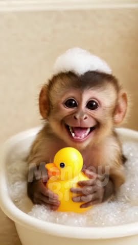 Baby monkey’s cutest bath ever 🛁🐒 - YouTube