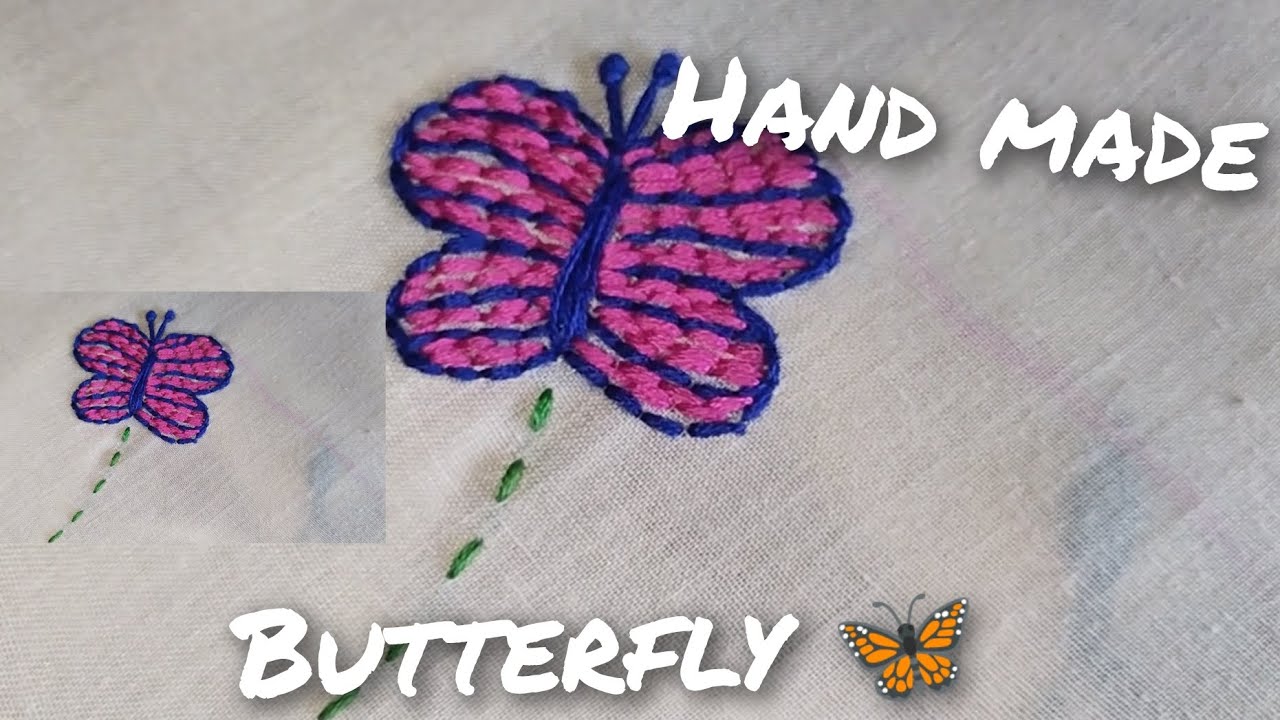 Butterfly designs hand made hand work/back stitch #butterfly #hand # ...