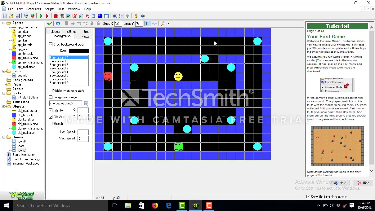 Tutorial cara membuat game pacman di aplikasi game maker part 5# - YouTube
