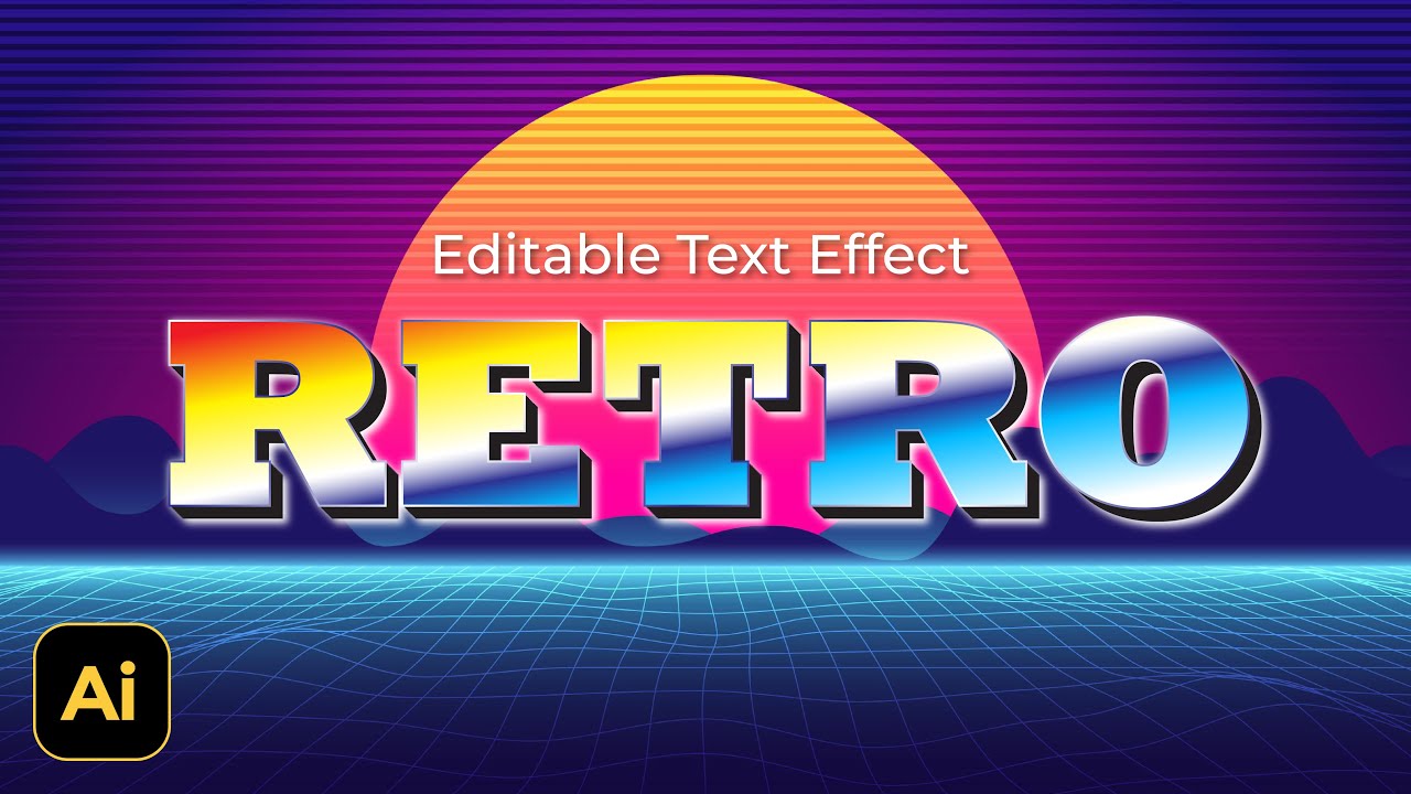 How to Make Gradient Retro Text Effect Editable in Illustrator - YouTube