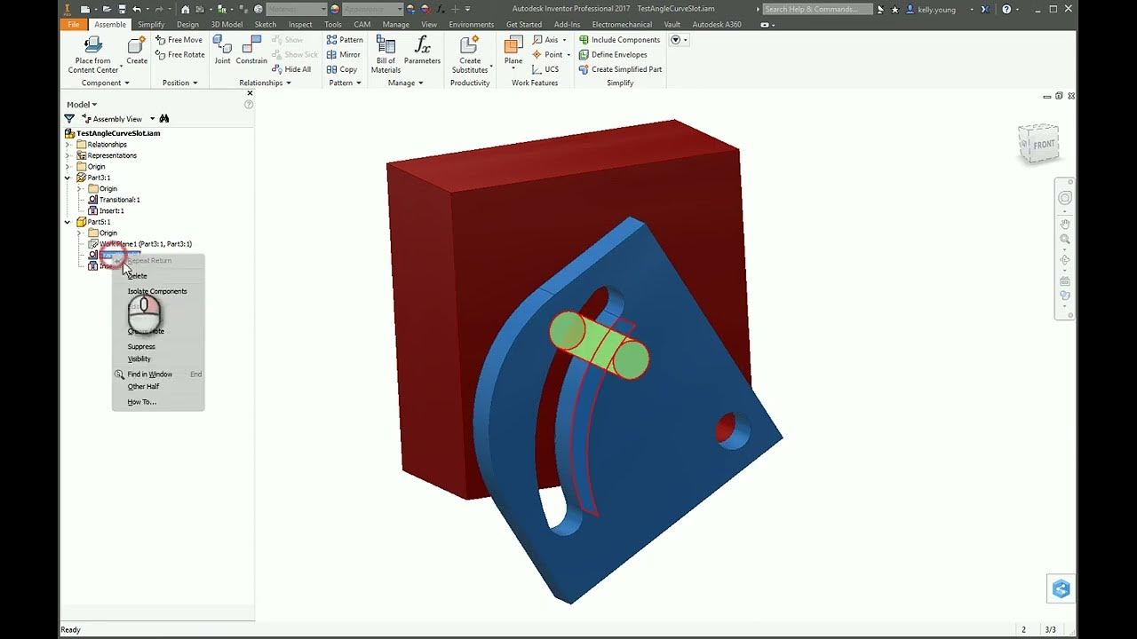 Inventor Constrain Pin In Curved Slot - YouTube