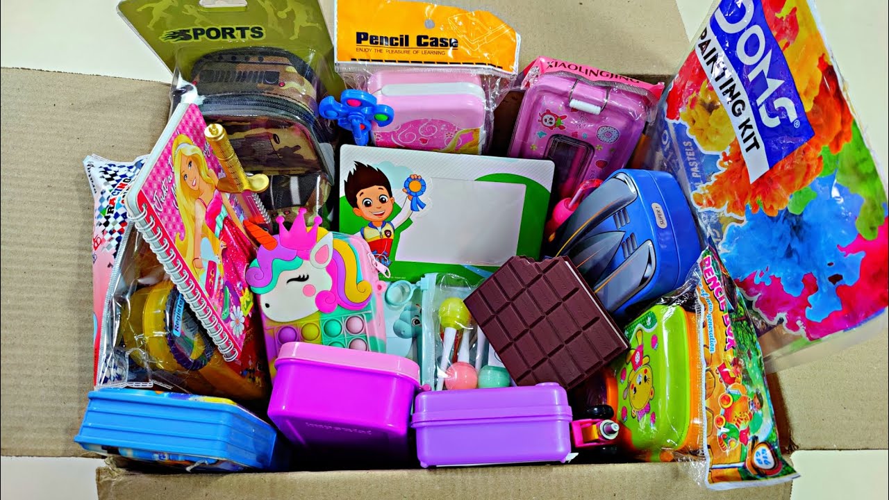 stationery from the box, collection of pencil case, pen collection, ben ...