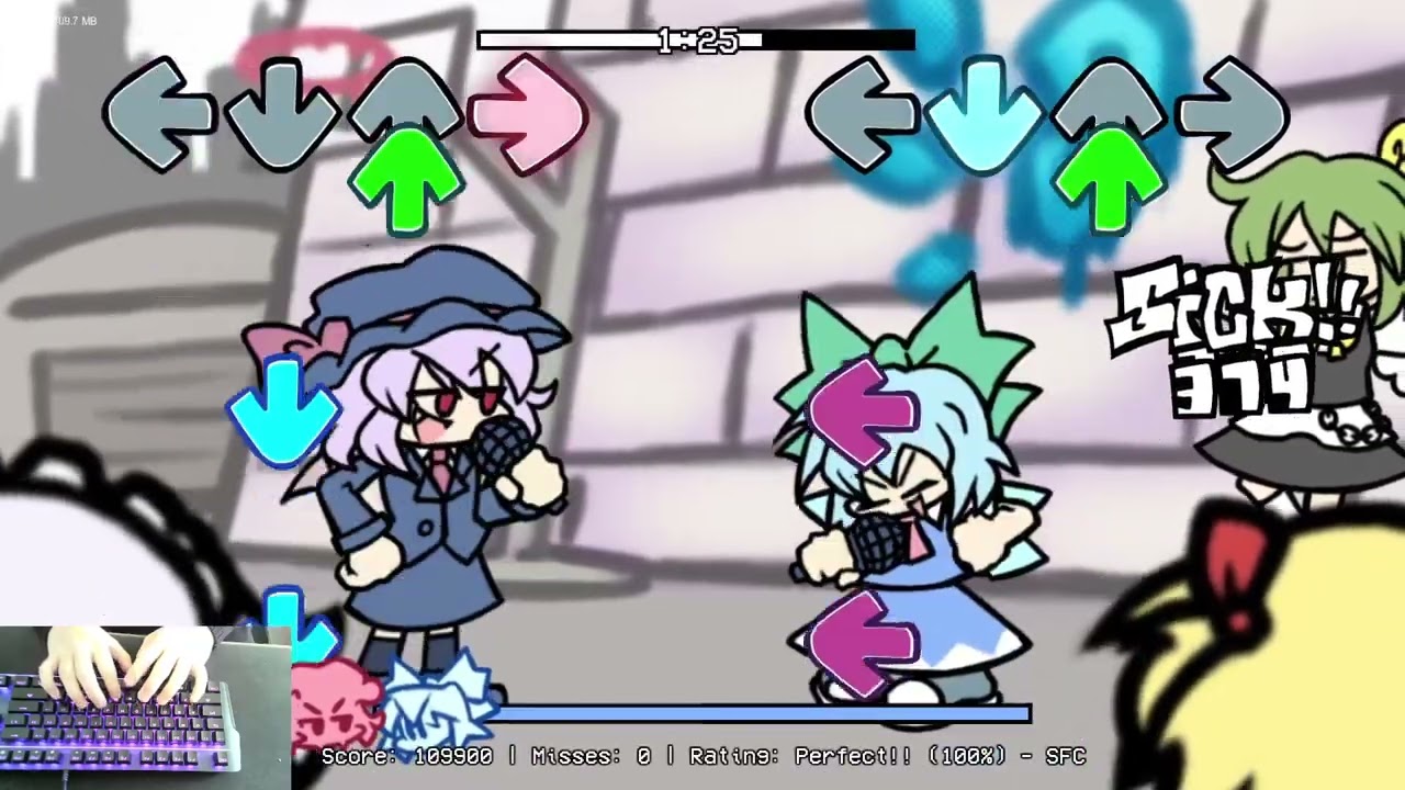 [FNF]TOUHOU MOD FUNKY PATROL 100% FULLCOMBO!!! PFC!!!! - YouTube