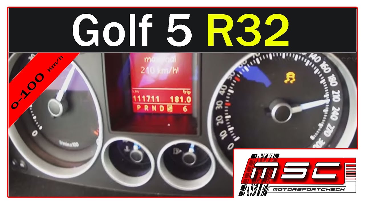 VW Golf V 5 R32 DSG 0-100 100-200 Topspeed - YouTube