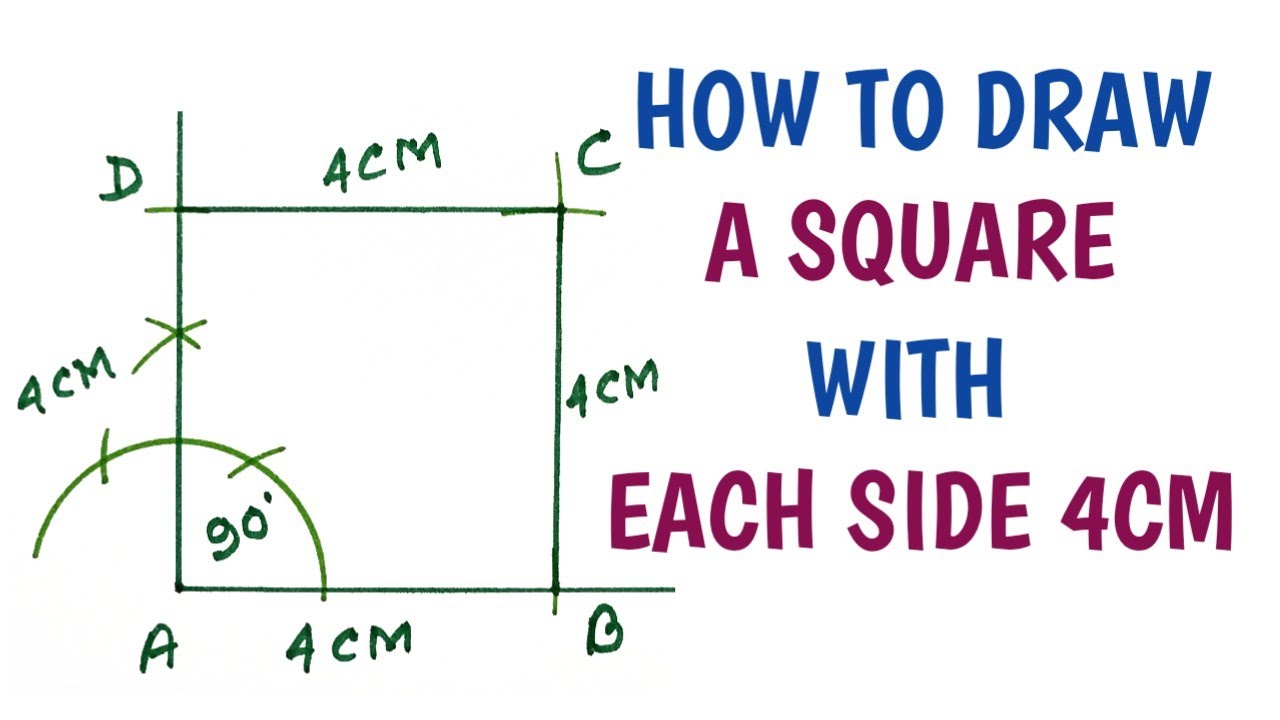 HOW TO DRAW A SQUARE WITH EACH SIDE 4CM // Easy way - YouTube