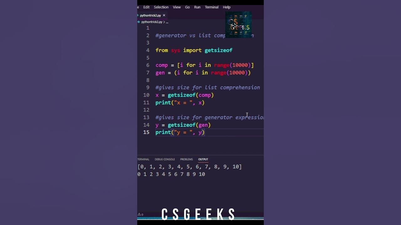 List Comprehension Vs Generators Python Coding Python3 Pythontricks Youtube
