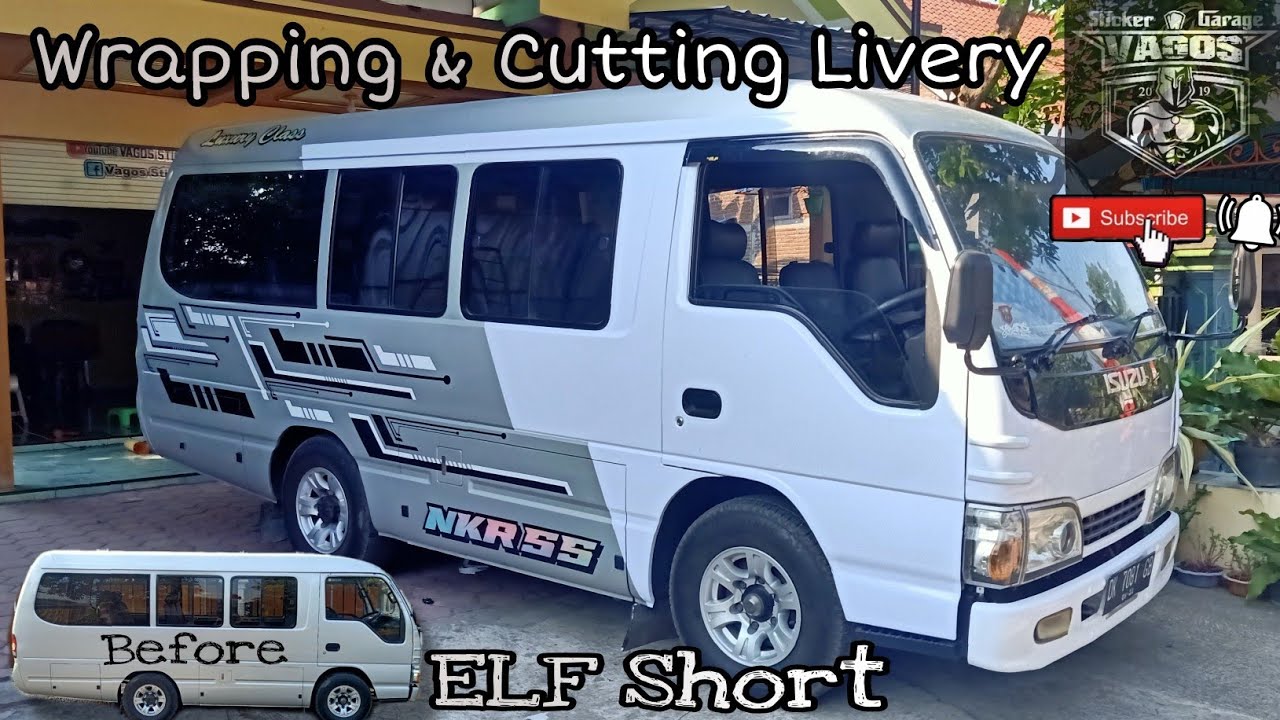 Modifikasi ELF Short NKR 55. Proses Cutting Sticker Livery & Ganti ...