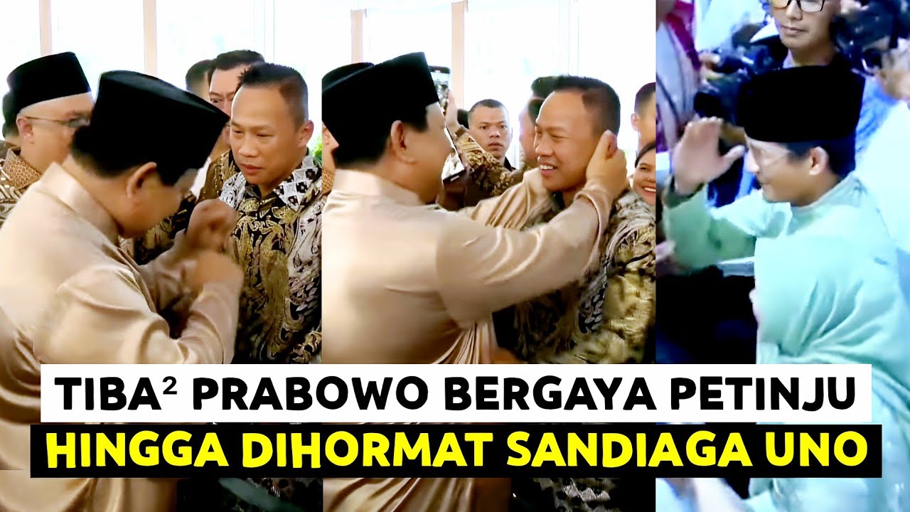 Mendadak Prabowo Bergaya Petinju ! Dicegat Sandi Uno Hingga Dibisiki ...