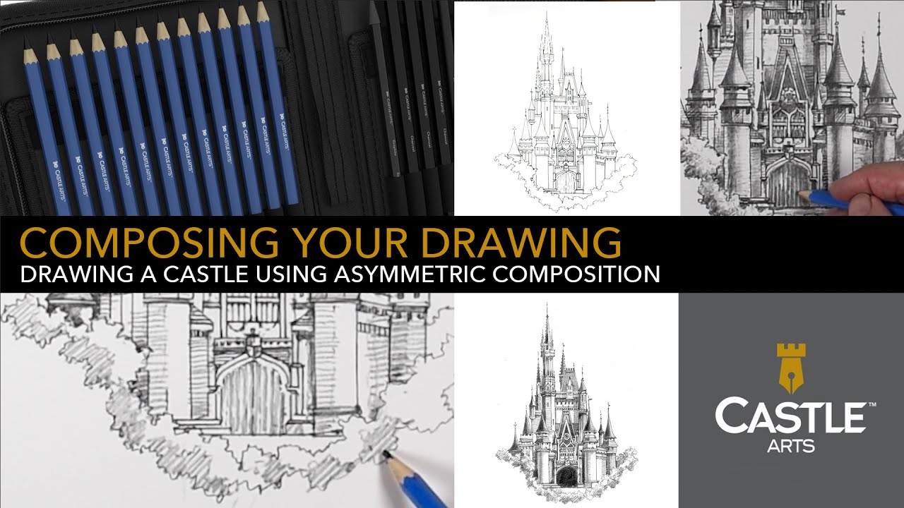 How to Draw | Asymmetric Composition with Graphite Pencils | Castle ...