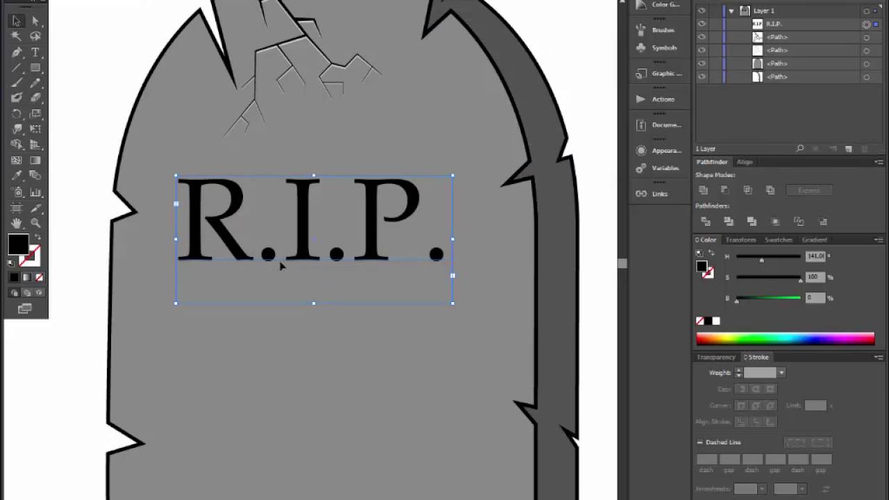 How to draw halloween grave in Adobe Illustrator - easy tutorial - YouTube
