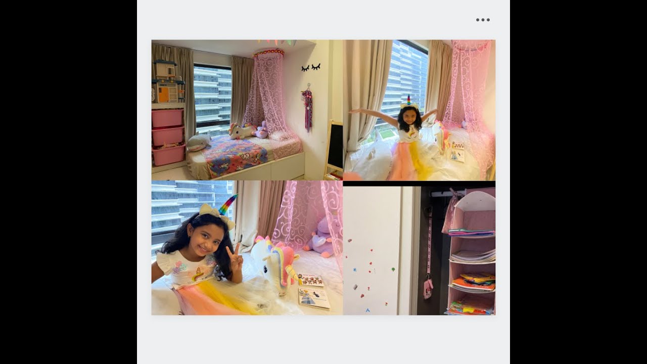 Small kids room Organization ideas/IKEA inspired/UNICORN theme room makeover/DIY Canopy make ...