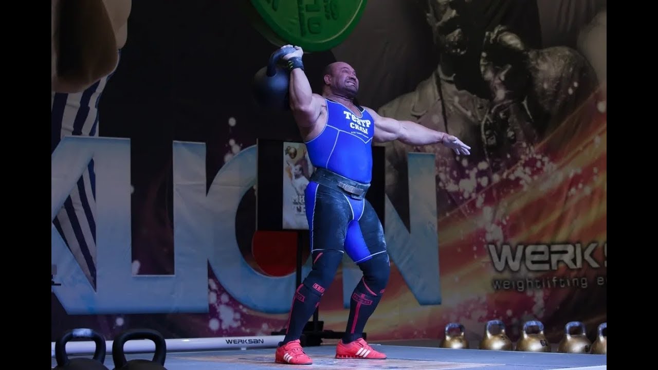 Педан.Вторая попытка в вырывании гири 88 кг.Igor Pedan.88 kg kettlebell ...