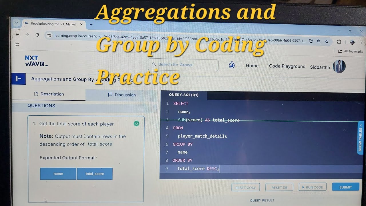 Aggregations and Group by Coding Practice| NXTWAVE | SQL | CCBP | - YouTube