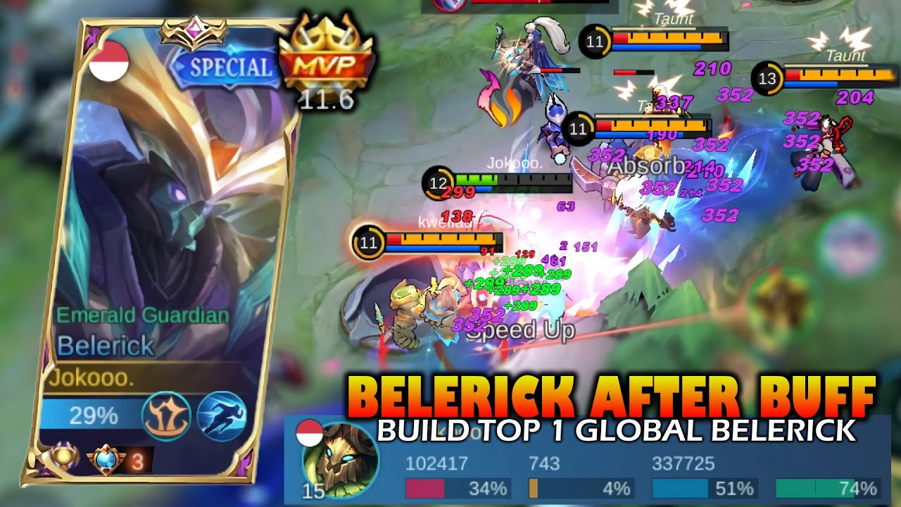 BELERICK After Buff 100% Monster MVP 11.6 Point 🔥 Build Top 1 Global Belerick - MLBB - YouTube