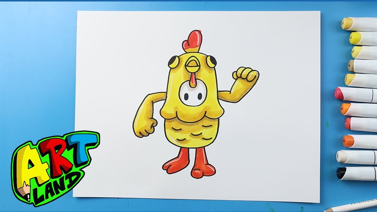 How to Draw Fall Guys Golden Chicken - YouTube
