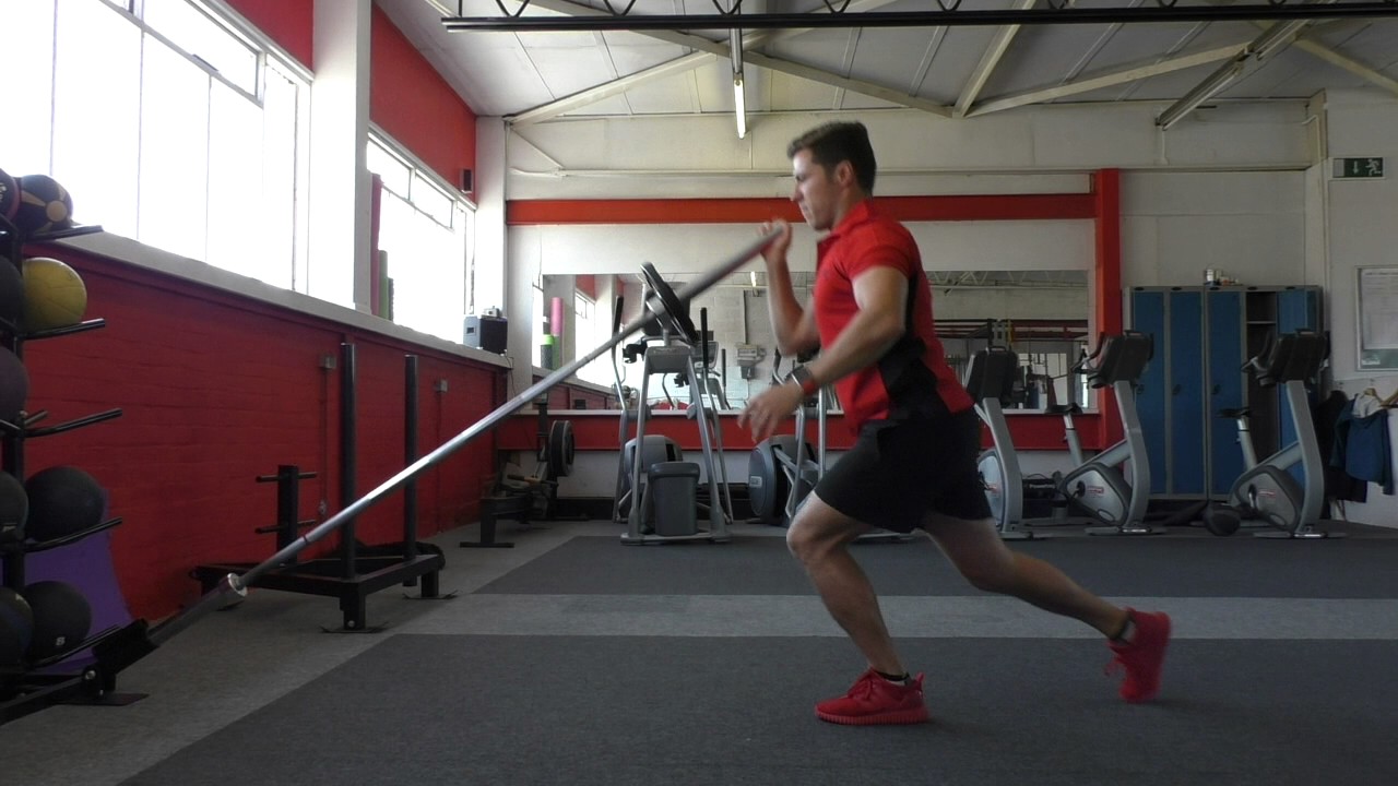 Landmine Reverse Lunge Thrusters - YouTube