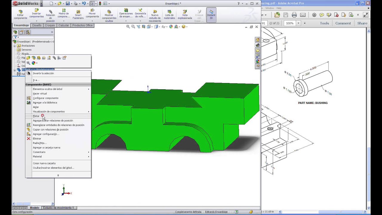 SolidWORKs - Ejemplo Creación de un ensamble SolidWORKS - YouTube