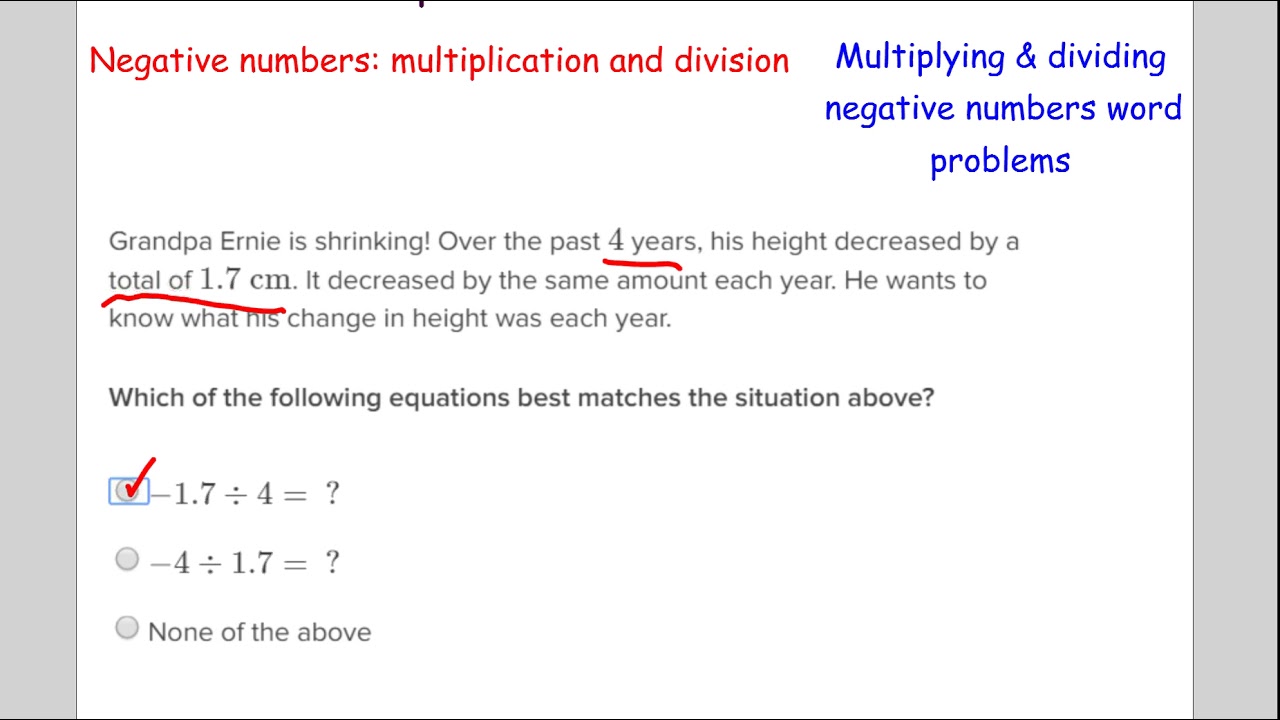 4 Multiplying Dividing Negative Numbers Word Problems YouTube